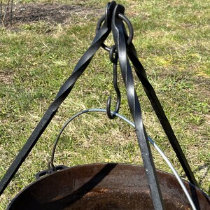 Strong Iron Campfire Cooking Tripod, Handmade With Wrought Iron Chain ...