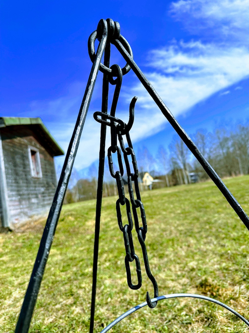 Camp Tripod Rack and Wrought Iron Chain With Hook - Etsy