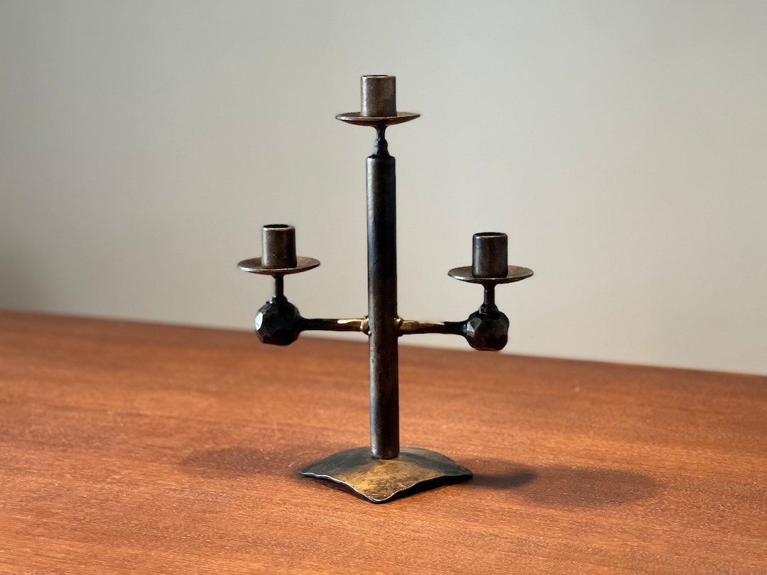 Antique Vintage Candlestick for Three Candles | Forged Standing Type ...