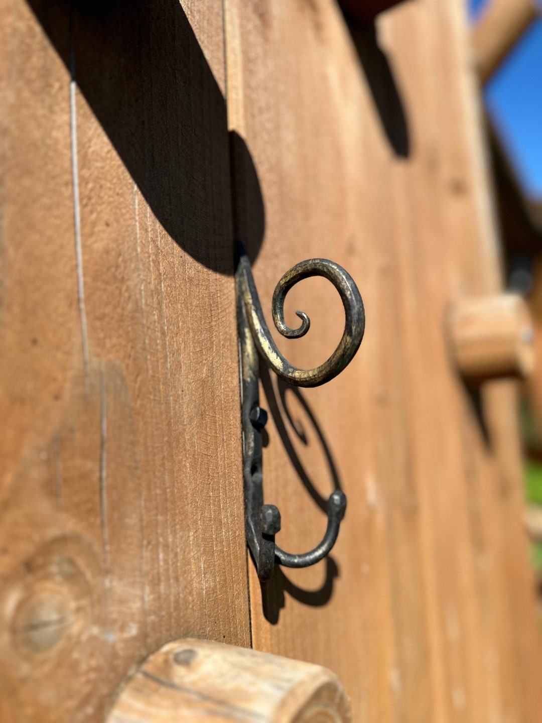 Handcrafted Wrought Iron Hook - Approx. 15cm Length - Golden Black ...