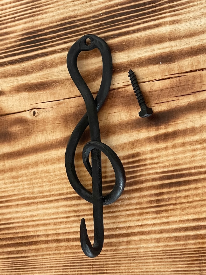 Hand Forged Wrought Iron Treble Clef Hook | Music Lover Gift - Etsy