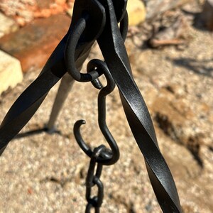 Strong Iron Campfire Cooking Tripod, Handmade With Wrought Iron Chain ...