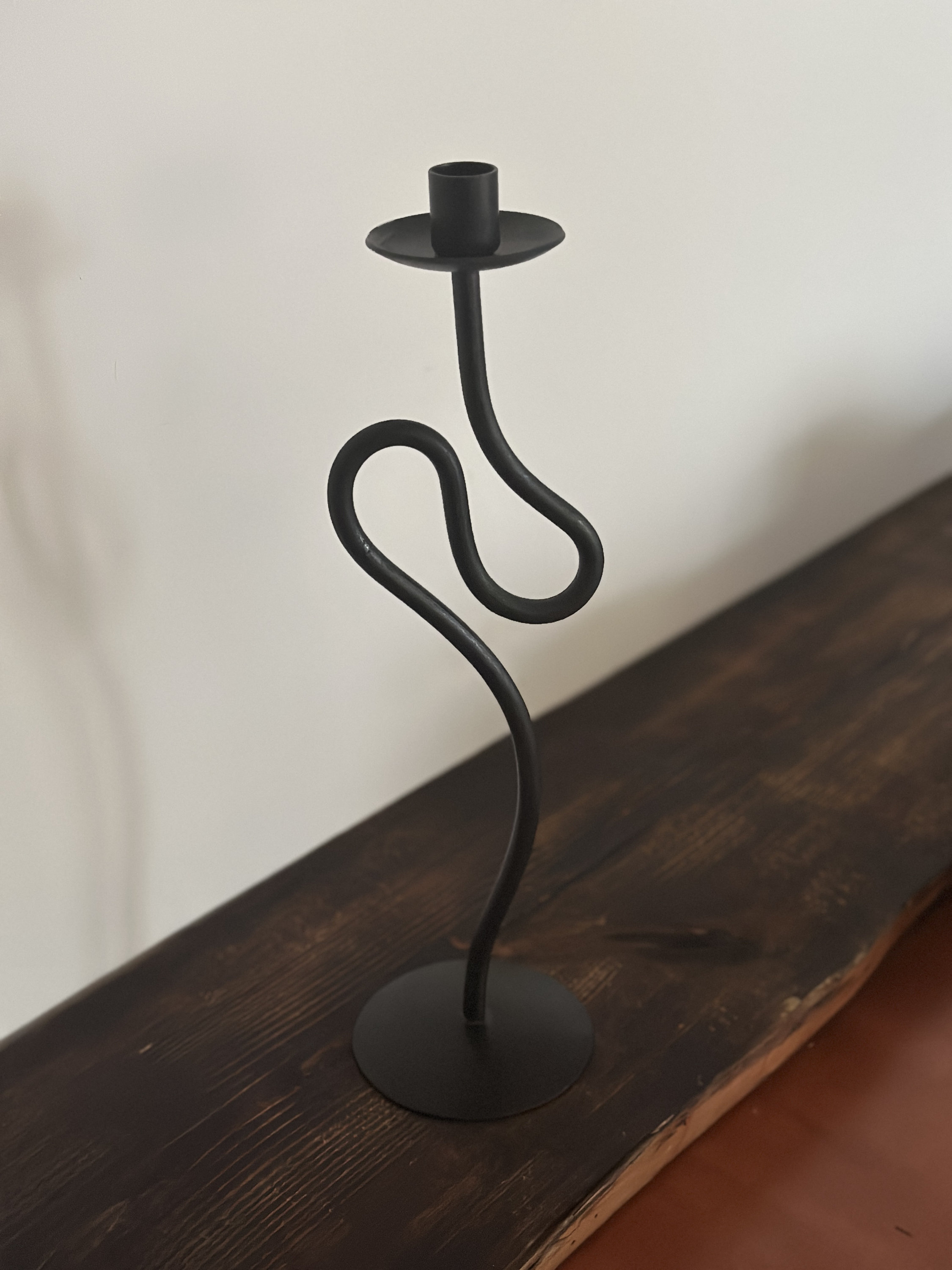 Handmade Wrought Iron Forged Standing Type Black Candlestick. Blacksmit ...