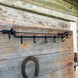 Handcrafted Blacksmith Forged Pan Rack With Sliding Hooks - Rustic ...