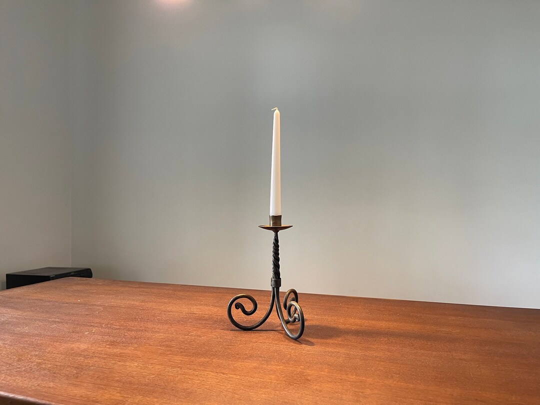Forged Standing Type Candlestick, Wrought Iron, Hand Forged, Steel ...