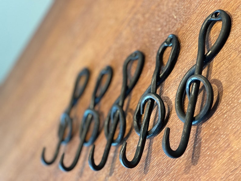 Wrought Iron Hand Forged Treble Clef Wall Hook Blacksmith - Etsy