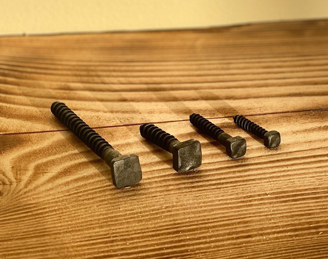 Hand Forged Iron Square Head Screws, Black Wrought Iron, Set of 10 - Etsy