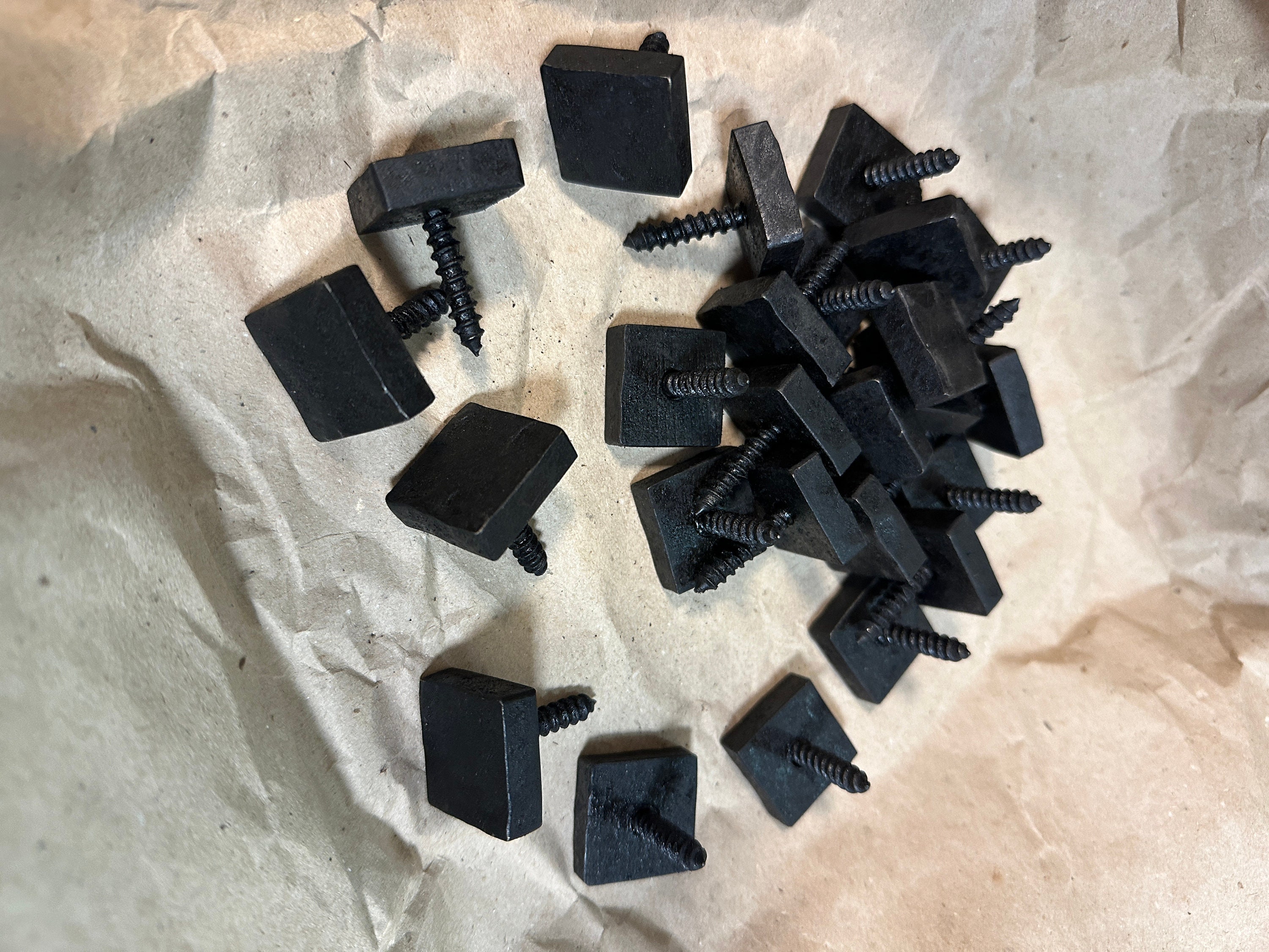 Hand-forged Iron Square Head Screws | Rustic Black Wrought Iron (SET OF ...