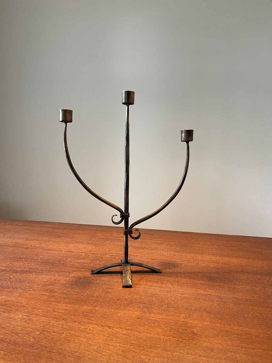 Antique Vintage Candlestick for Three Candles | Forged Candlestick ...