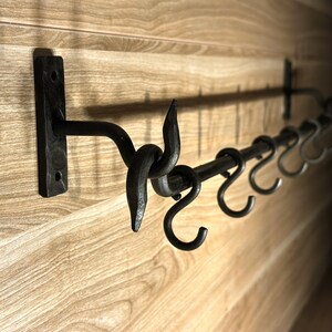 Hand-forged Wrought Iron Kitchen Pot Pan Rack With Sliding Hooks ...