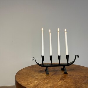 Metal Viking Boat Candle Holder - 4 Taper Candlestick - Table Decor ...
