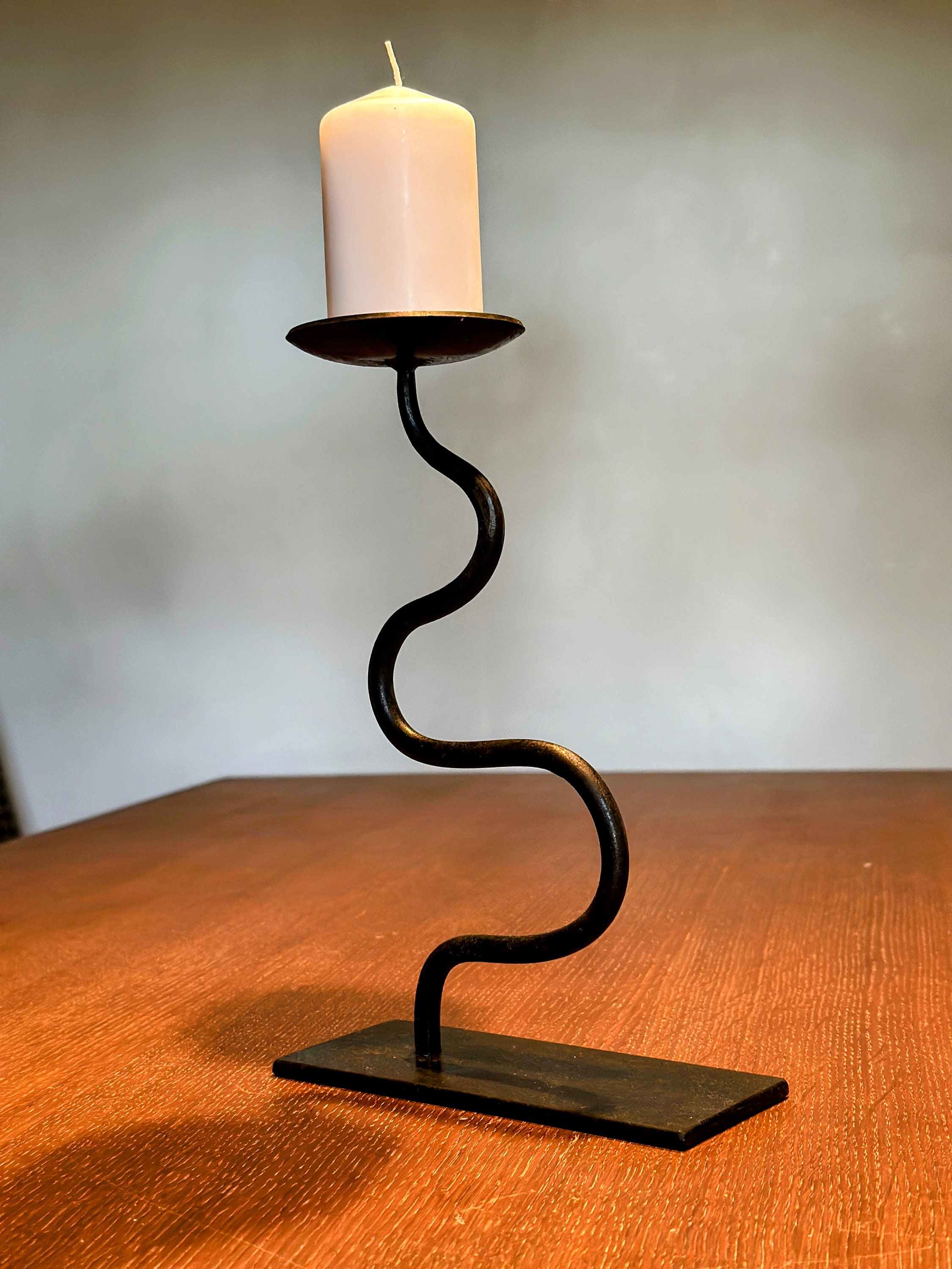 Hand-forged Iron Candelabra Wavy Spiral Design for Oval and - Etsy