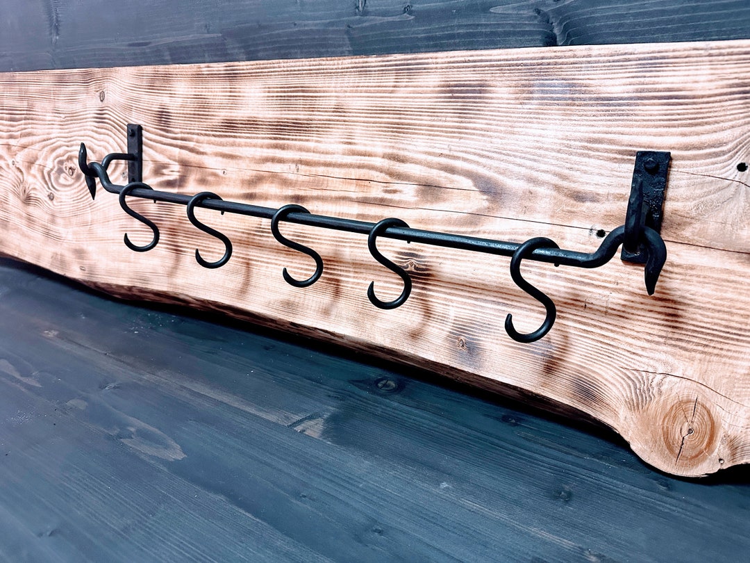 Pot and Pan Rail With S Hooks | FREE SHIPPING | Handcrafted | Wall ...