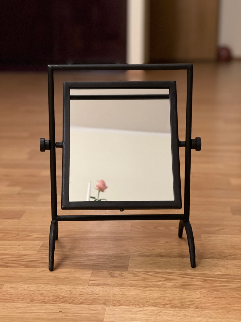Iron Metal Swivel Mirror | Table Top Vanity Mirror | Distressed Metal ...