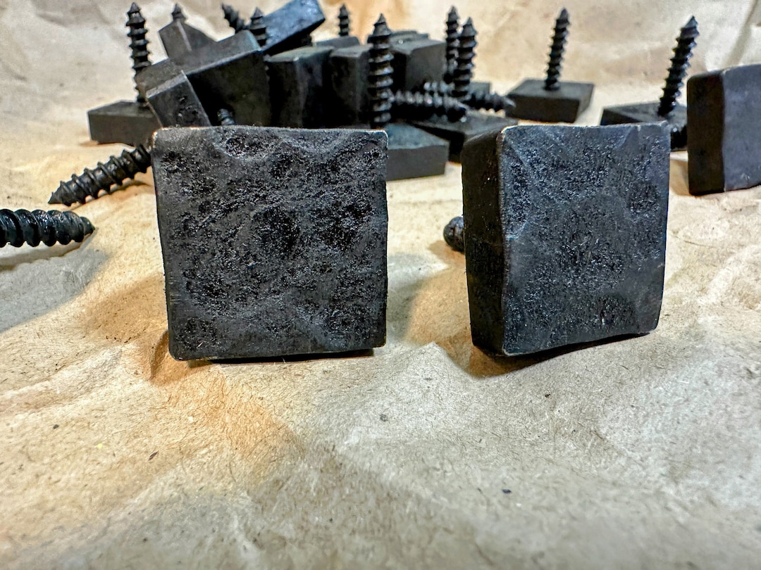 Hand-forged Iron Square Head Screws | Rustic Black Wrought Iron (SET OF ...