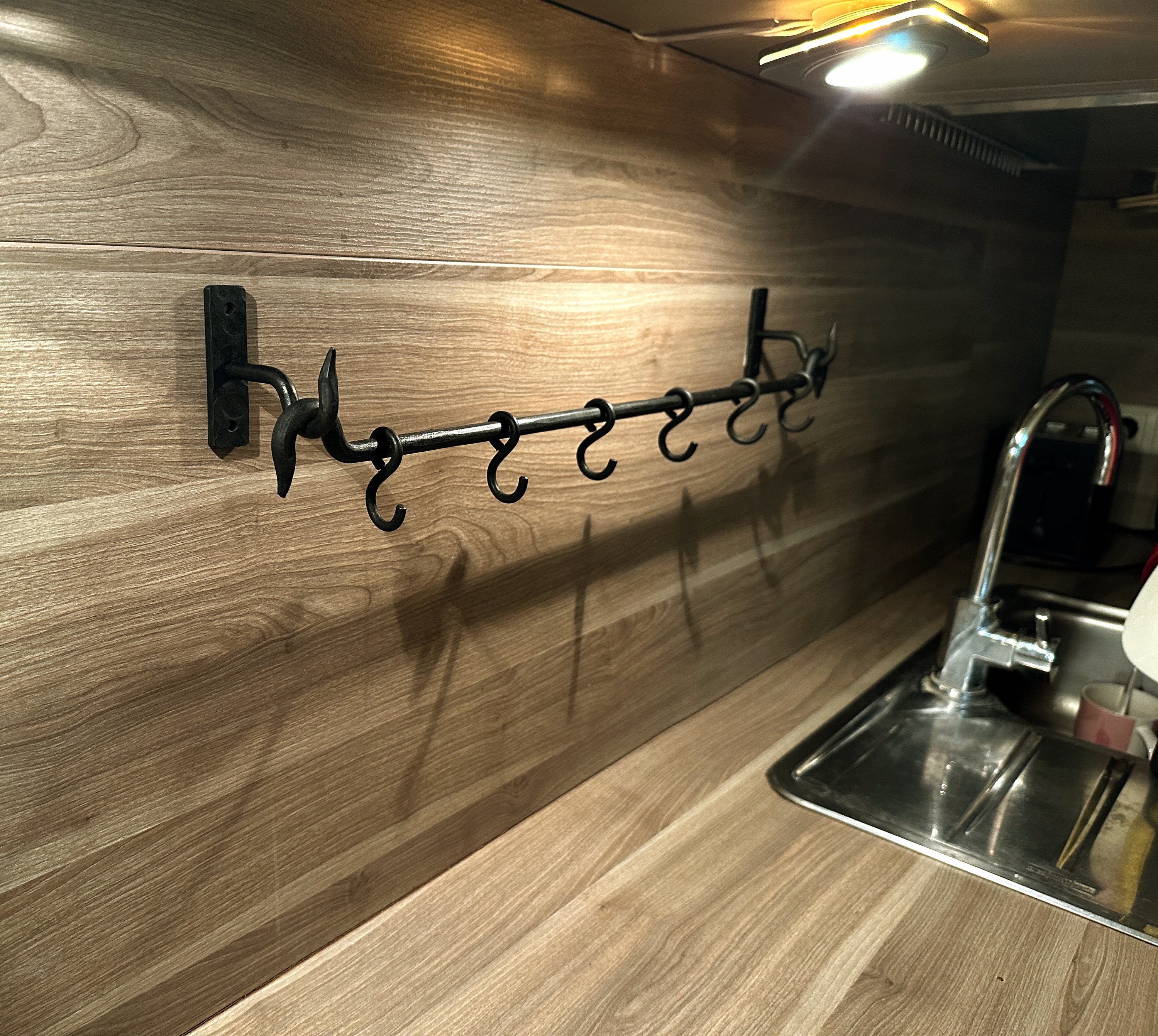 Hand-forged Wrought Iron Kitchen Pot Pan Rack With Sliding - Etsy