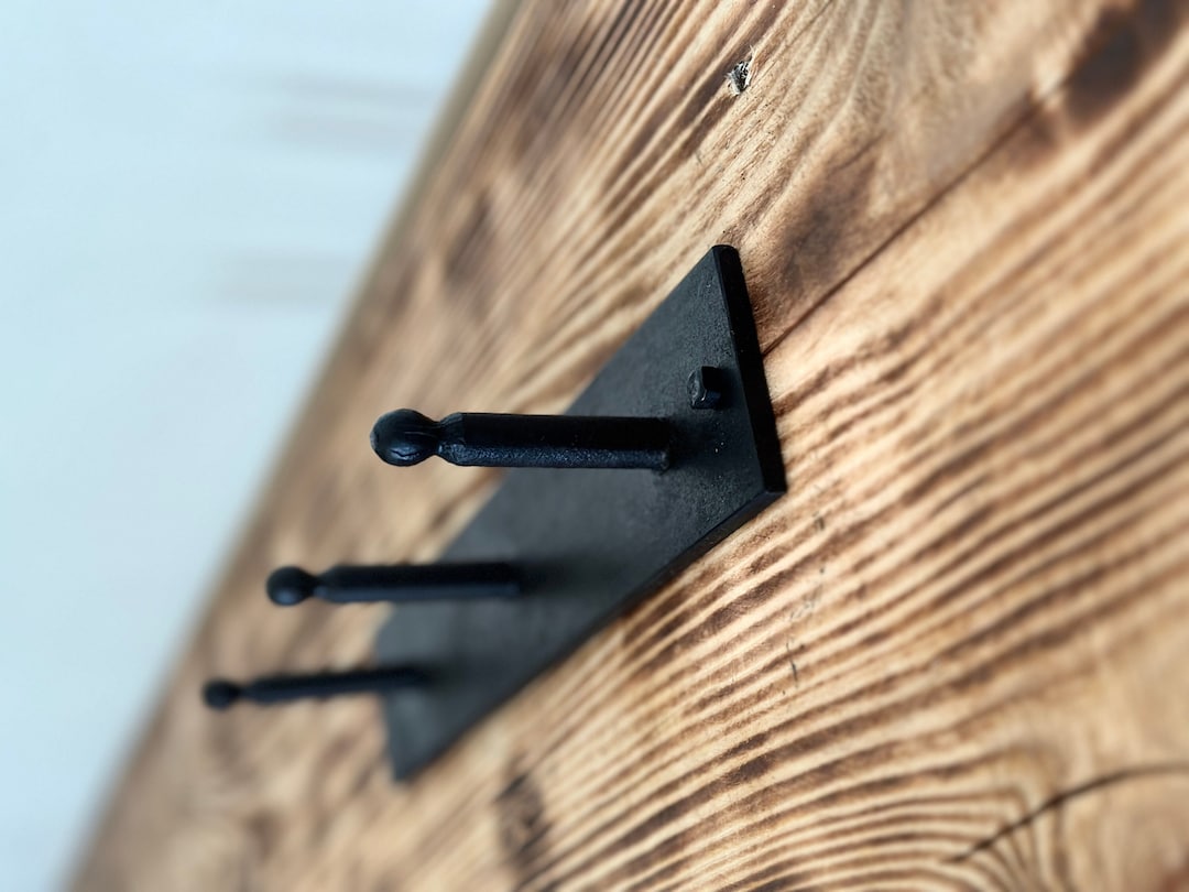 Wrought Iron Forged Square Hanger. With Three Hooks. - Etsy