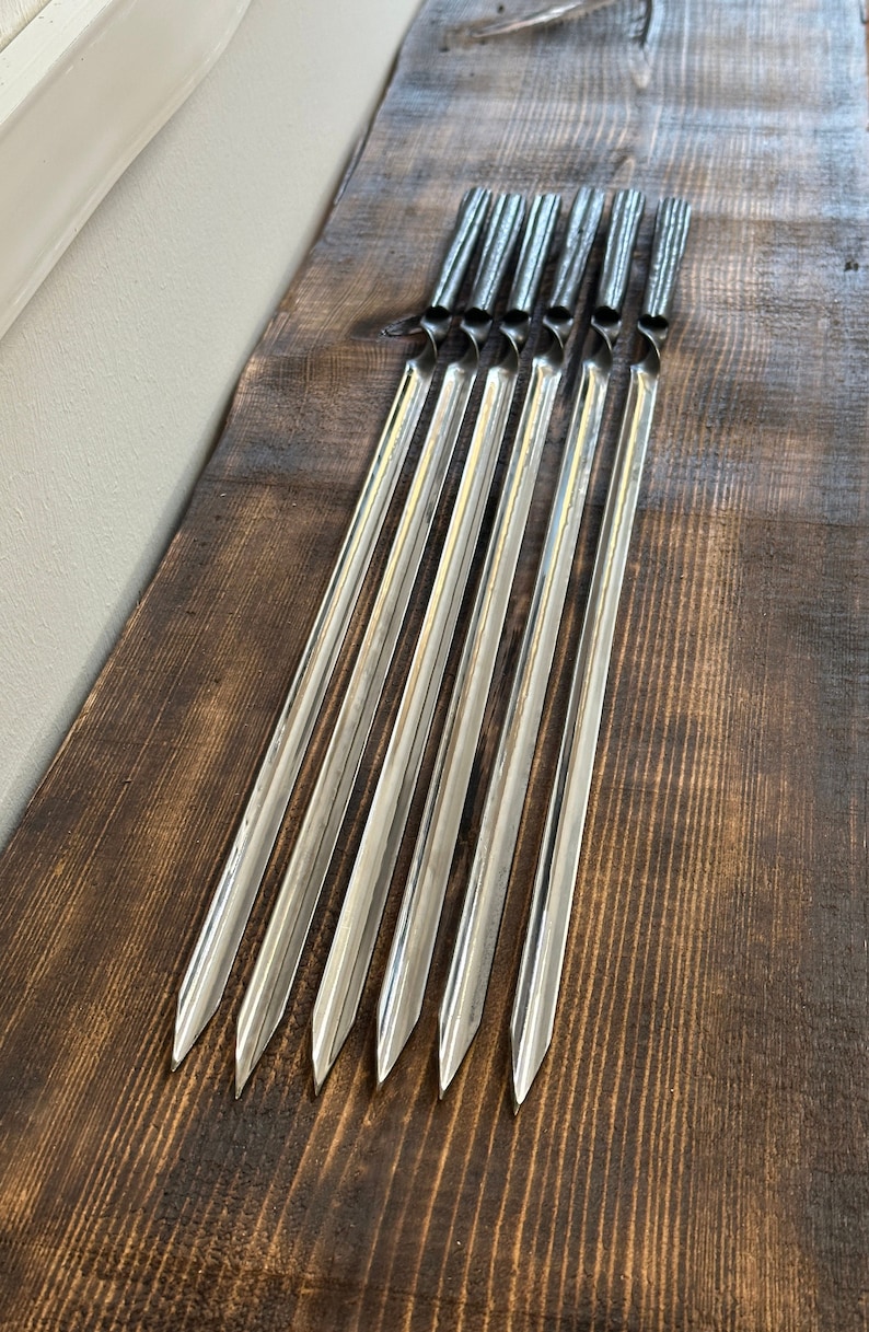 Handmade Wrought Iron BBQ Skewer, Forged Steel Blade - Etsy