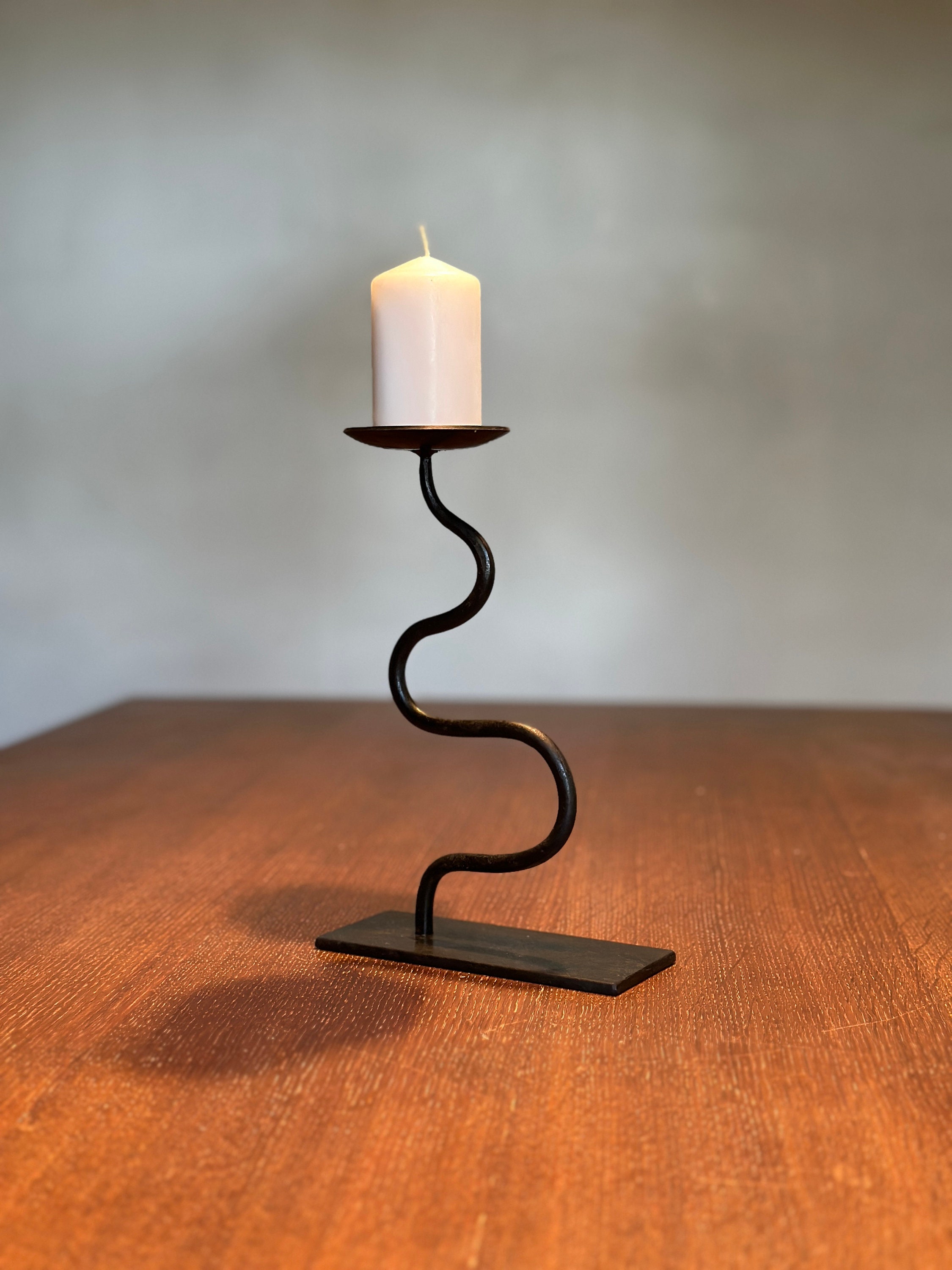 Hand-forged Iron Candelabra Wavy Spiral Design for Oval and - Etsy