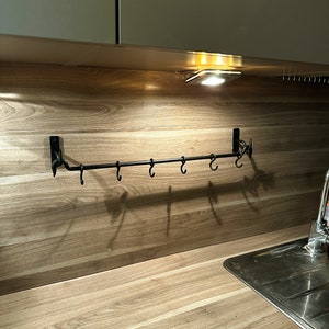 Hand-forged Wrought Iron Kitchen Pot Pan Rack With Sliding Hooks ...