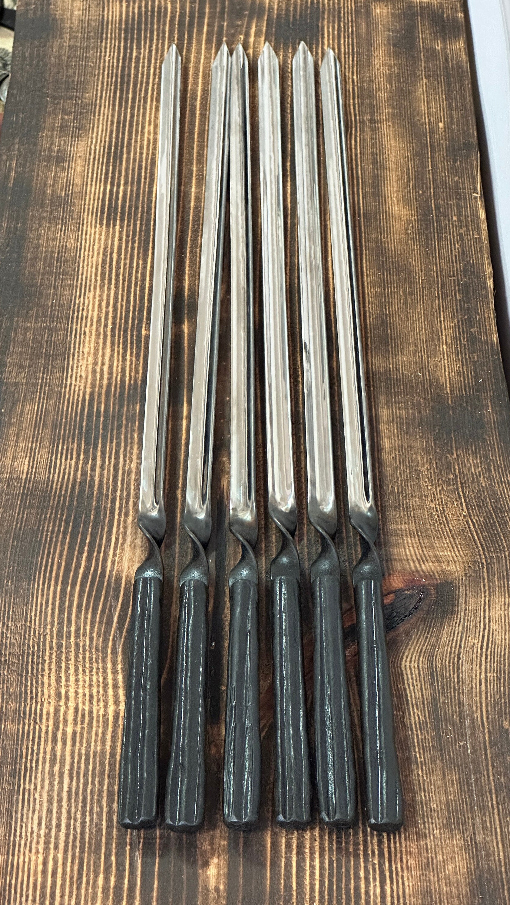 Handmade Wrought Iron BBQ Skewer, Forged Steel Blade - Etsy