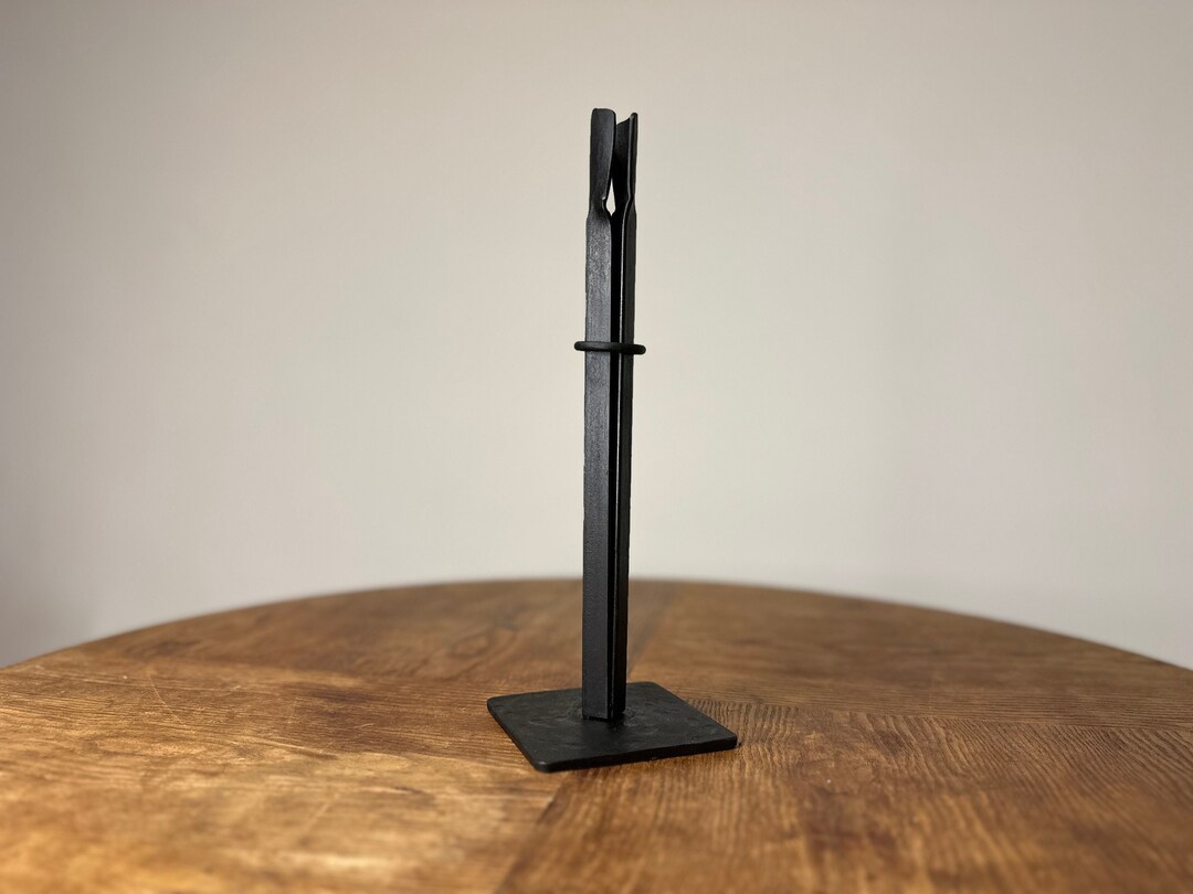 Candlestick Holding Candle With Metal Ring. Made From Wrought Iron. - Etsy