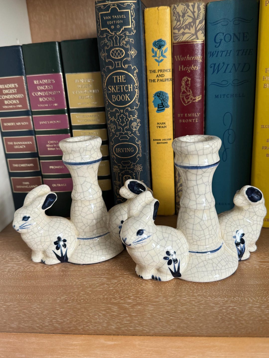 Vintage Potting Shed Dedham Pottery Candle Sticks Candleholders With ...