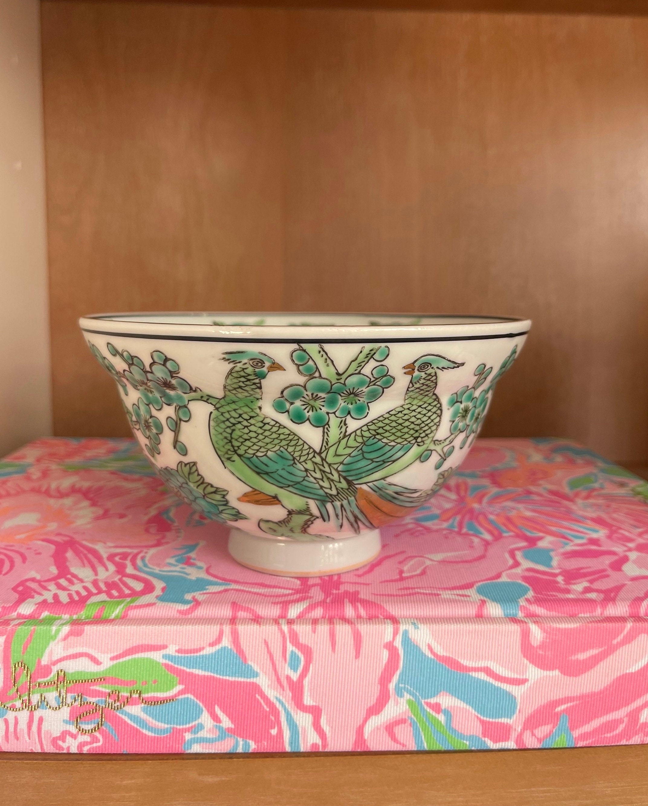 Vintage Gold Imari Green and Blue Peacock Design Hand Lainted Gold Tone ...