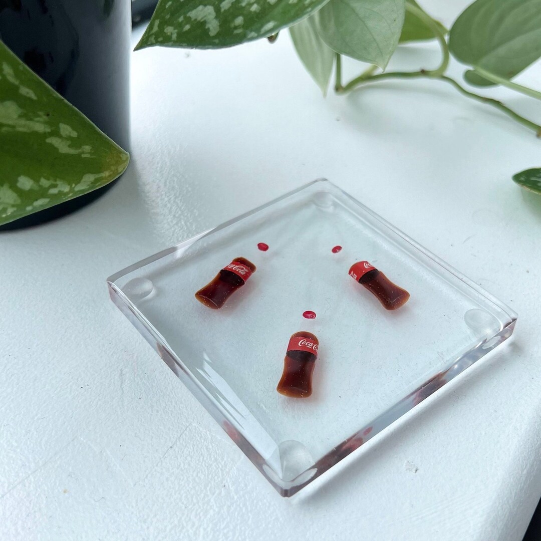 Handmade Resin Clear Coke Coca Cola Drink Beverage Square Coaster ...