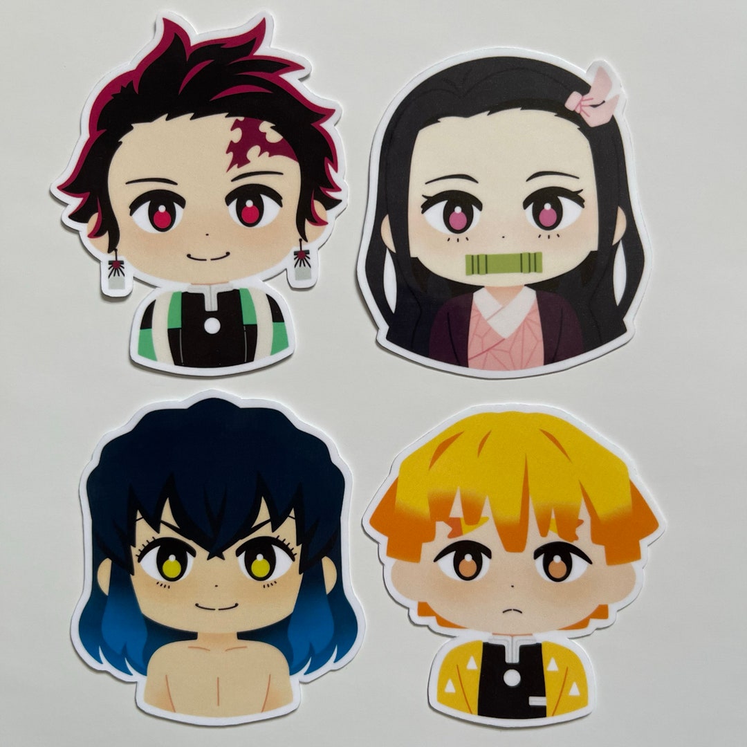Demon Slayer Stickers : Tanjiro, Nezuko, Inosuke, Zenitsu Kimetsu No Yaiba - Etsy