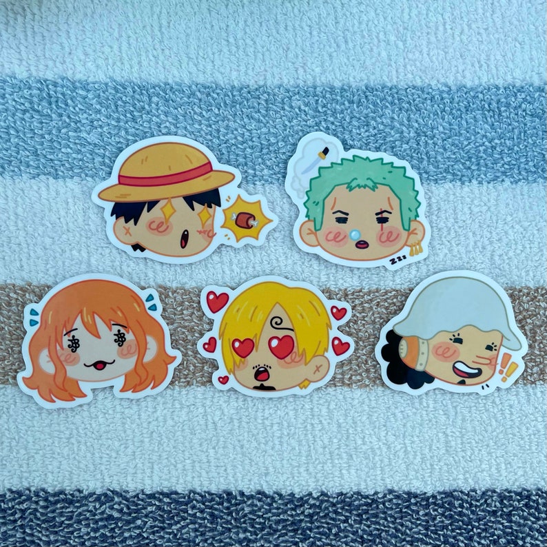 One Piece Stickers : Luffy, Zoro, Nami, Sanji, Usopp, Chopper, Robin ...