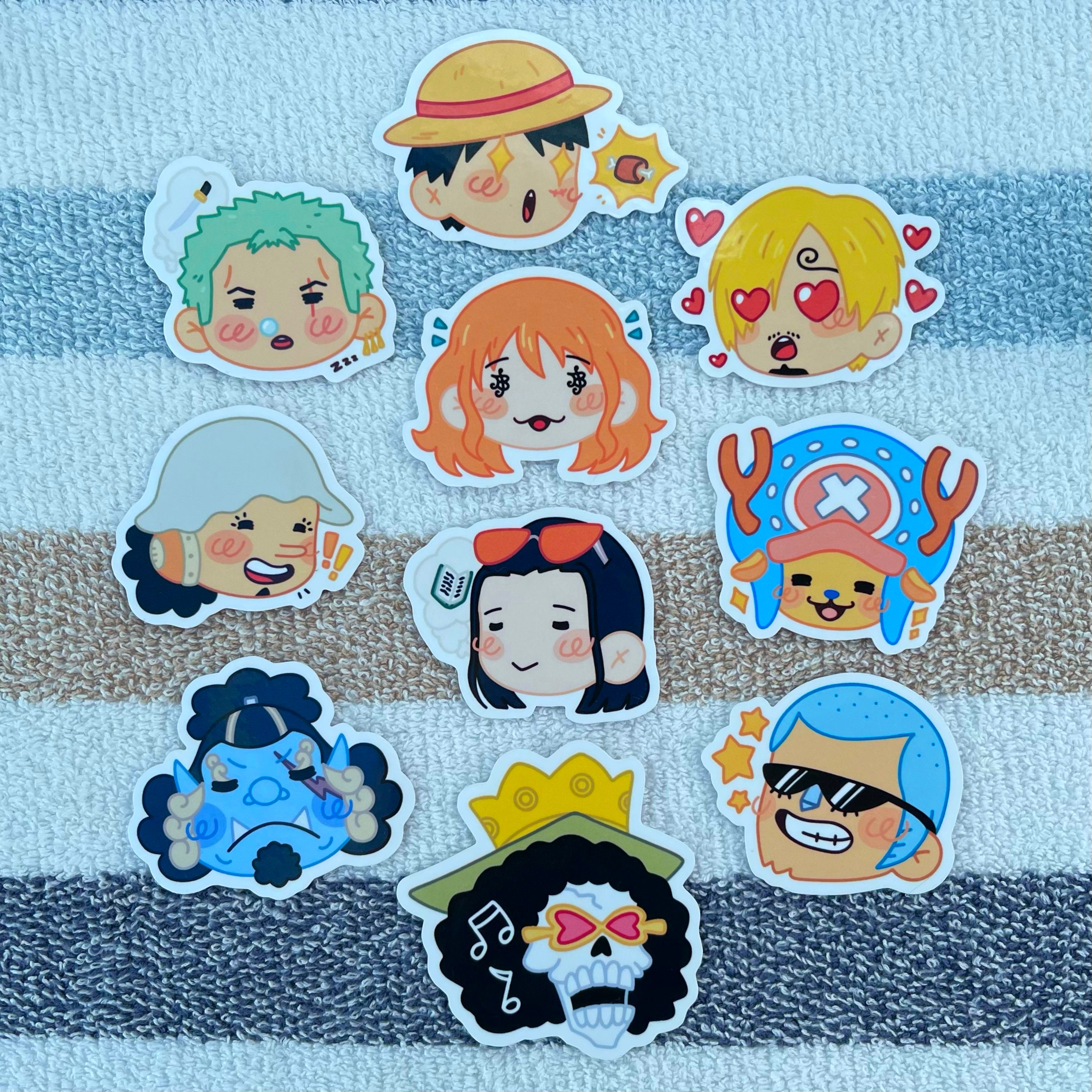 One Piece Stickers : Luffy, Zoro, Nami, Sanji, Usopp, Chopper, Robin ...