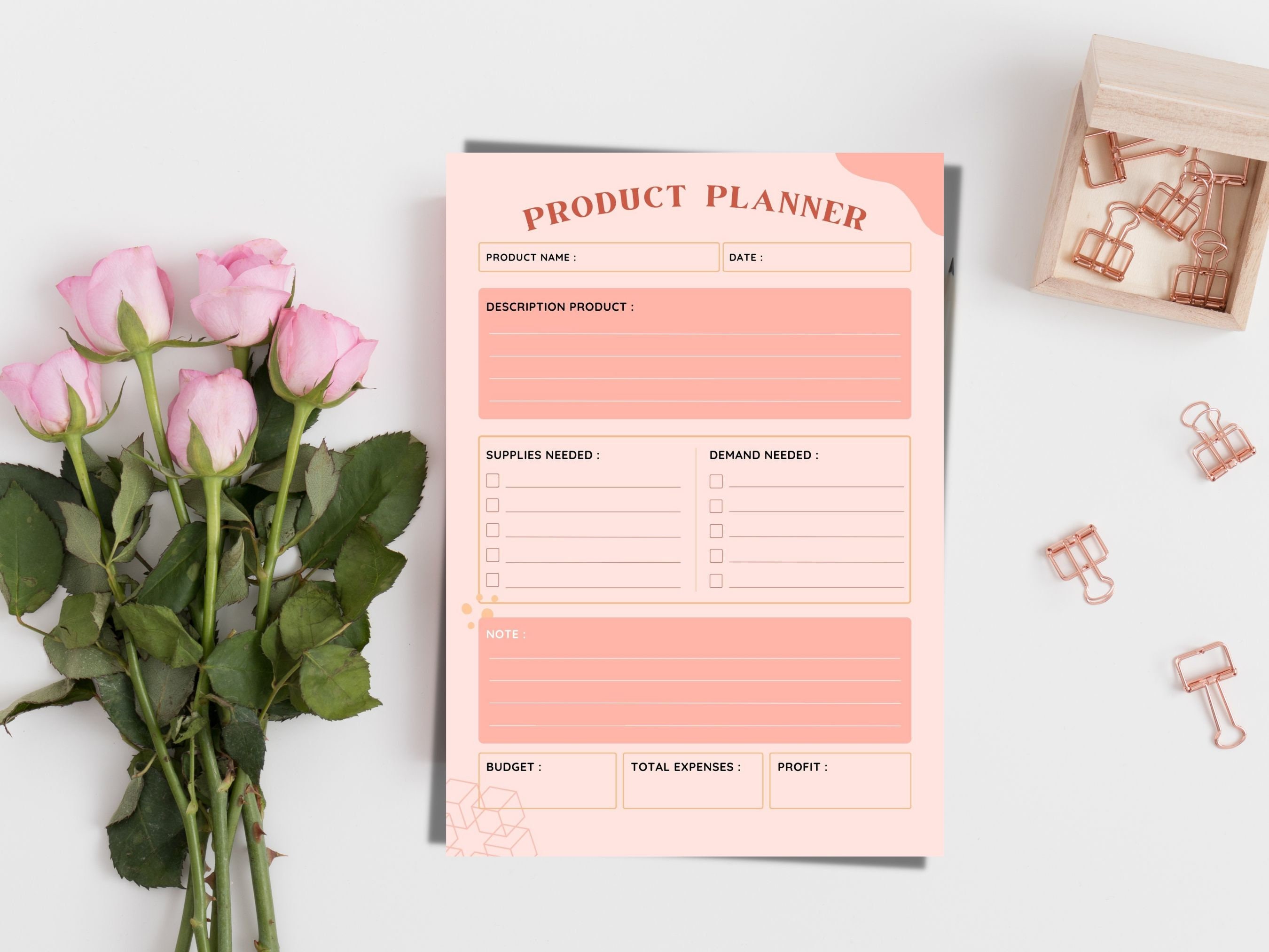 Printable Product Planner Pages Digital Business Planner Product Price ...