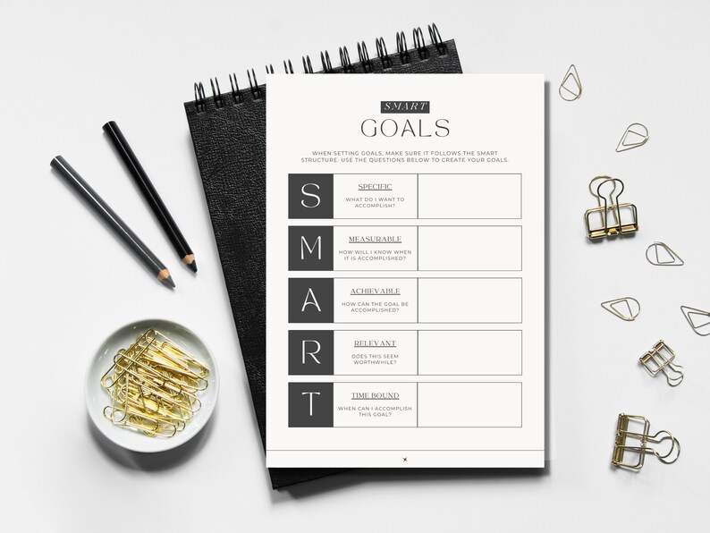 SMART Goals Template, SMART Goals Worksheet, Smart Goal Tracker, Goal ...
