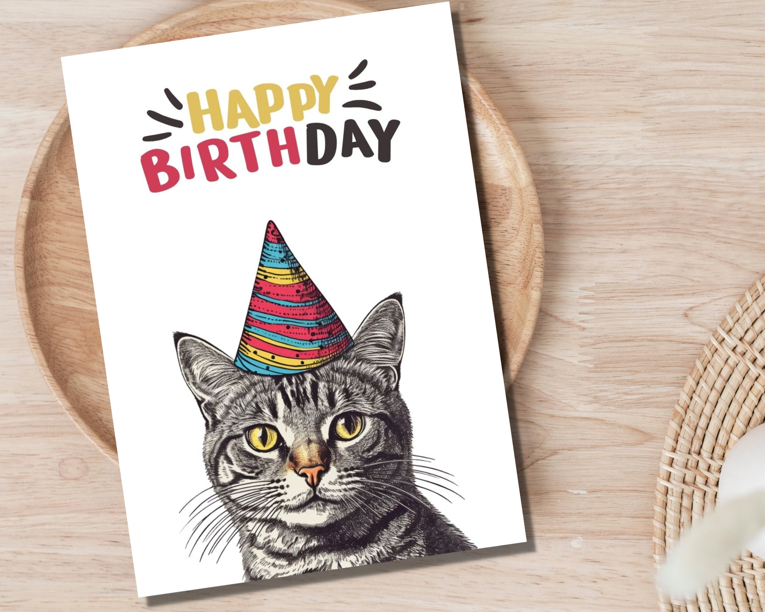 Cat Birthday Card Cat Lover Card Cute Cat Card Printable Greeting Card ...
