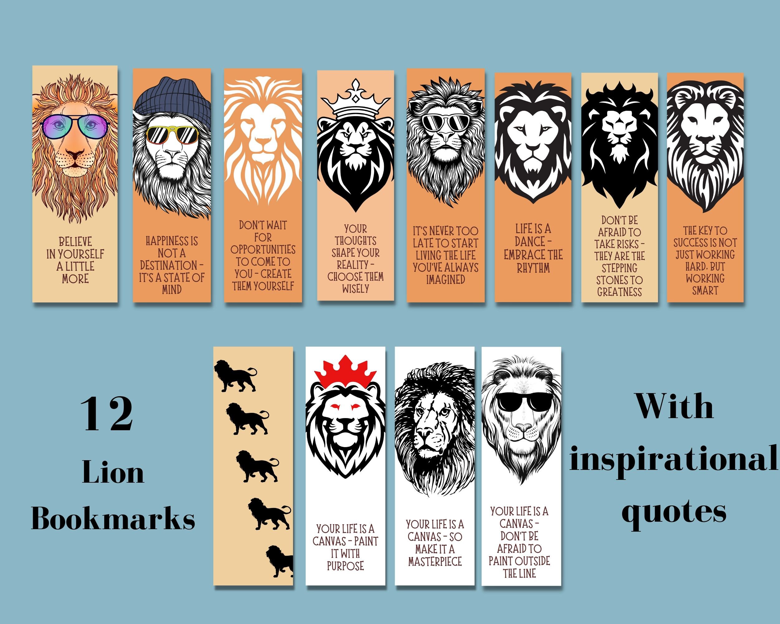 Lion Bookmark Printable Cute Lion Bookmark Digital Animal Bookmark Big ...