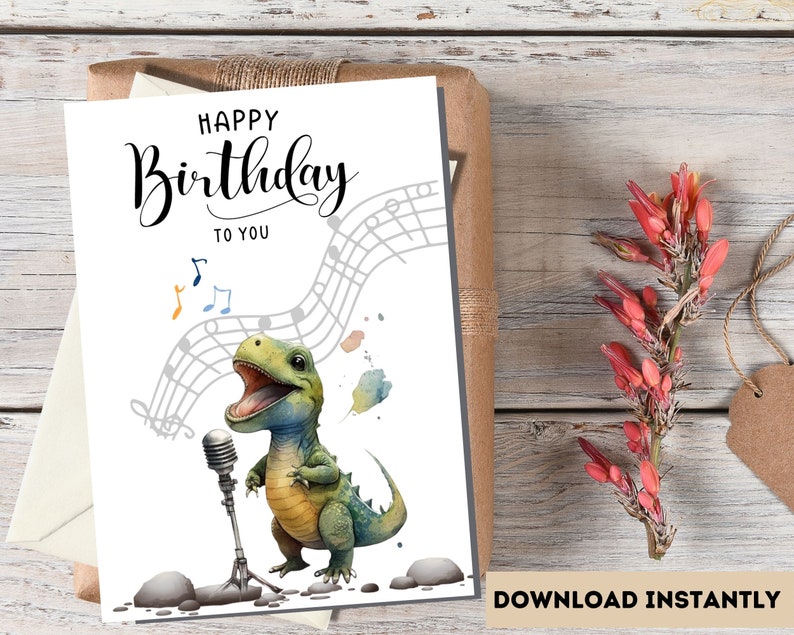 Dinosaur Birthday Card, T-rex Birthday Card Singing, T-rex Card, Funny ...