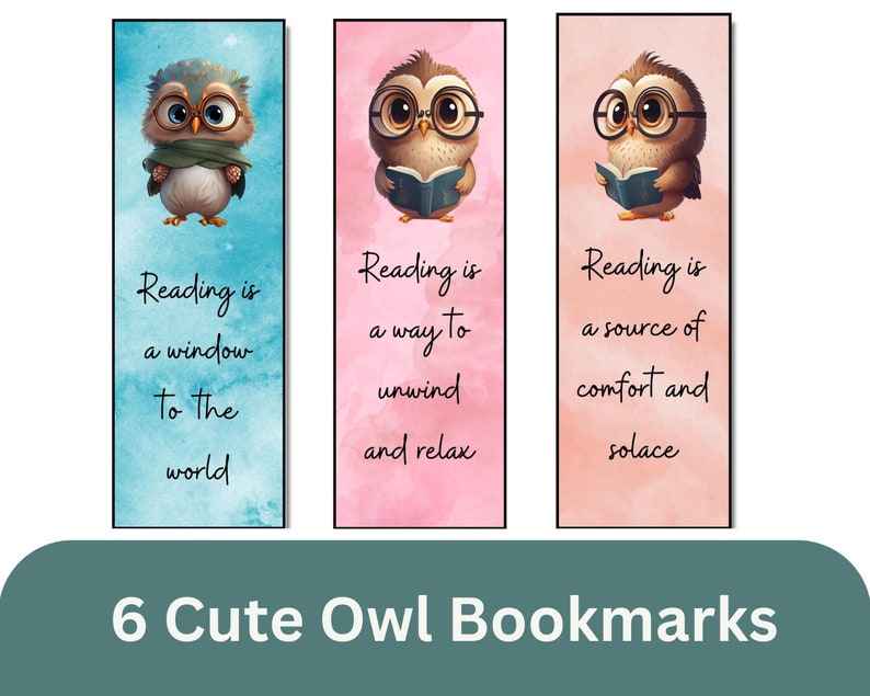 Owl Bookmark Inspirational Quote Bookmark Owl Cute Bookmark Owl Lover ...