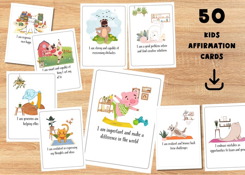 Kids Affirmation Cards for Positive Mindset, Boho Positive Affirmation ...