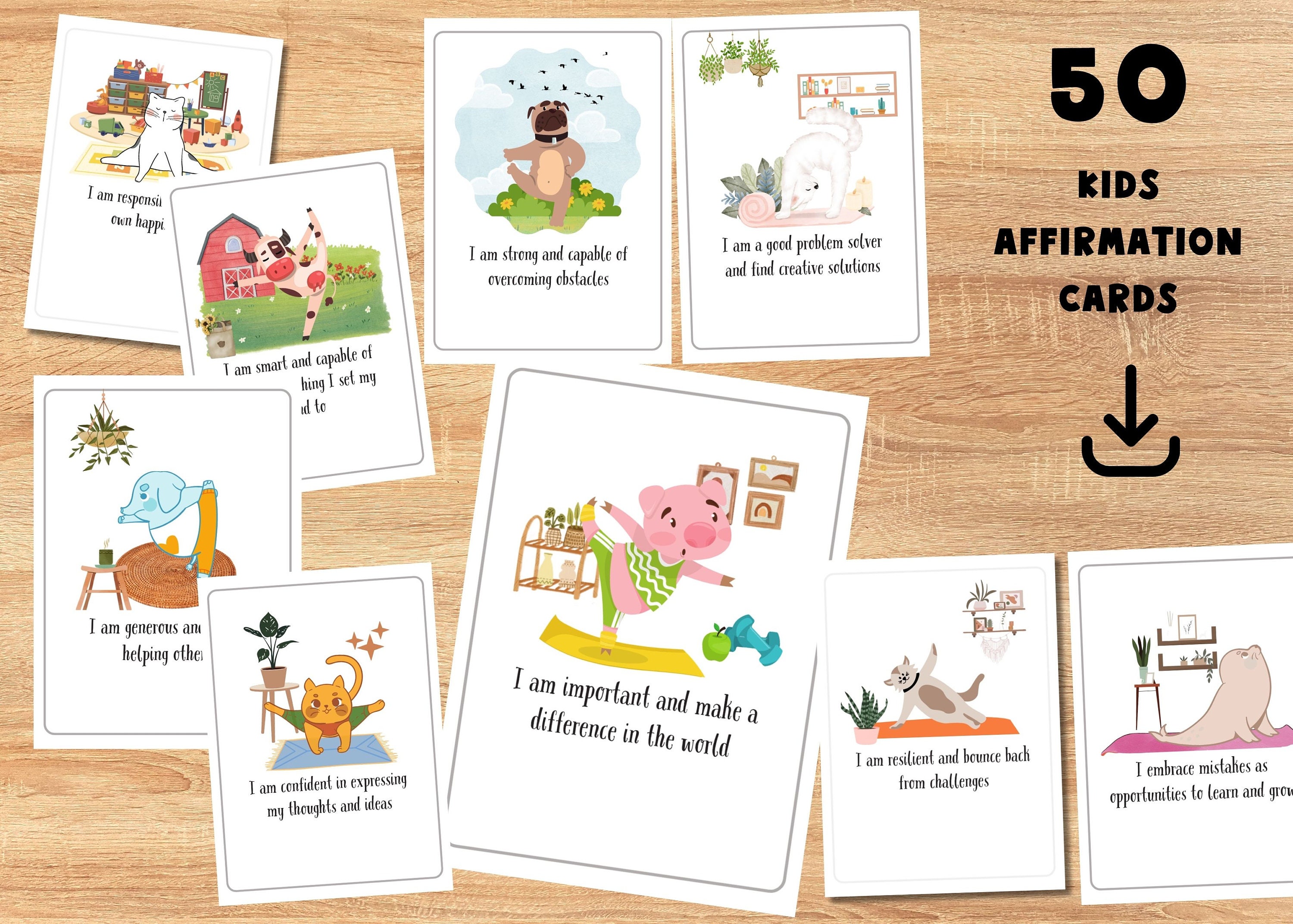 Kids Affirmation Cards for Positive Mindset, Boho Positive Affirmation ...