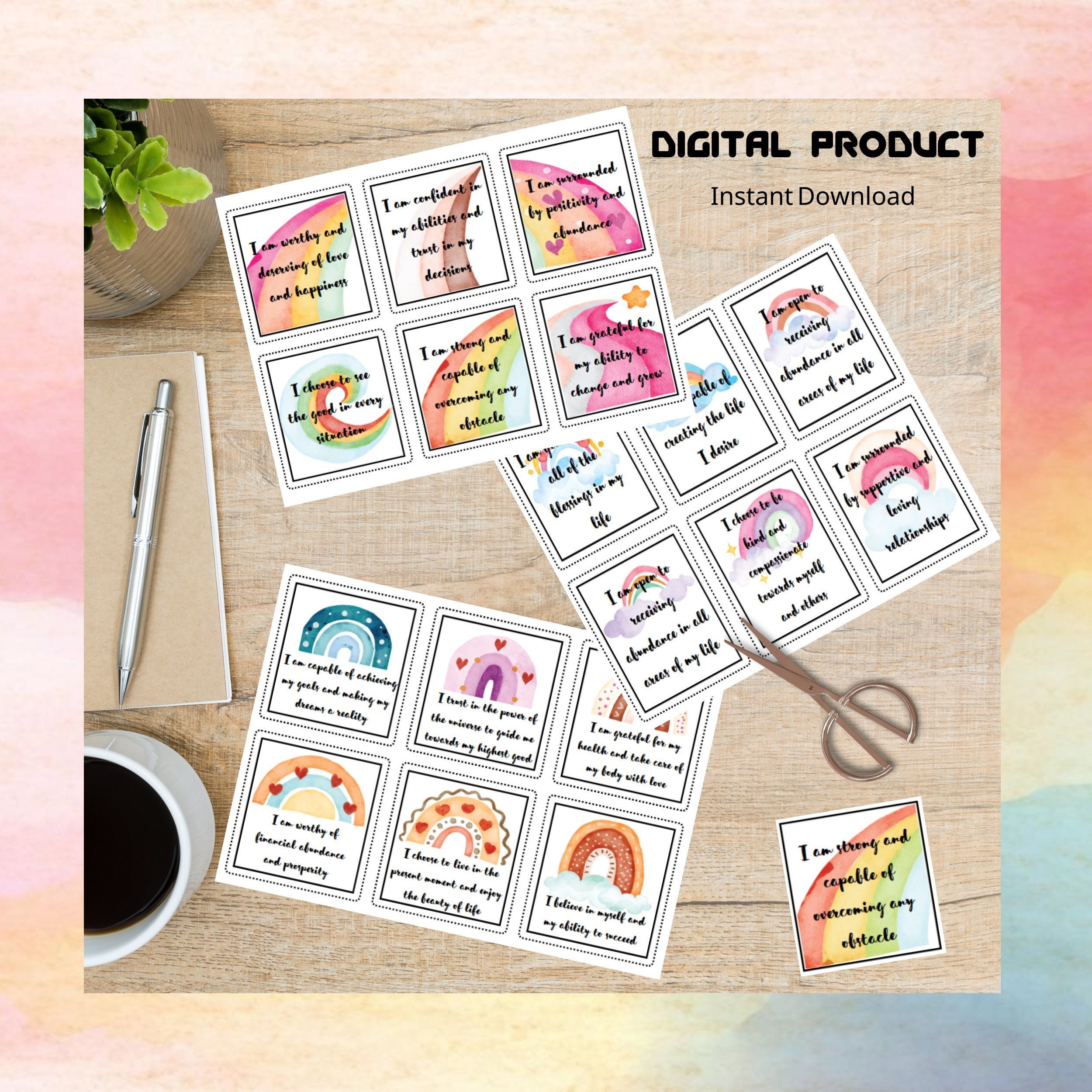 Digital Affirmation Cards for Daily Positive Affirmations, Mindfulness ...