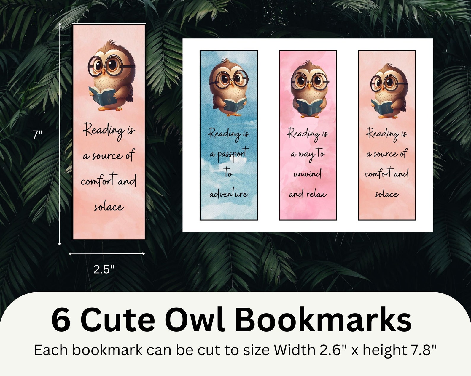 Owl Bookmark Inspirational Quote Bookmark Owl Cute Bookmark Owl Lover ...