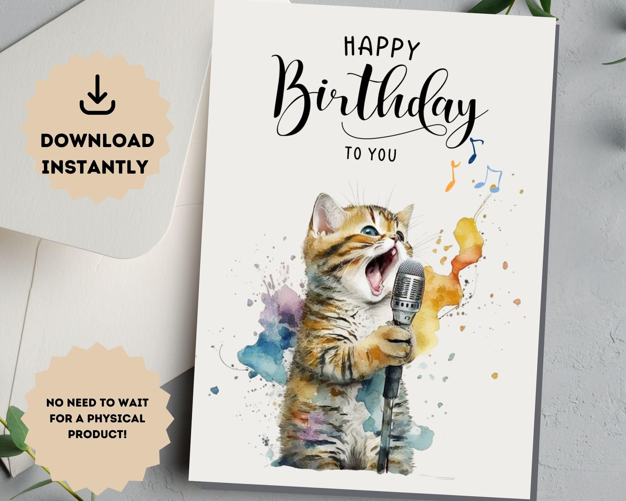 Cat Birthday Cards, Birthday Cards for Him Her, Cat Lovers Birthday ...