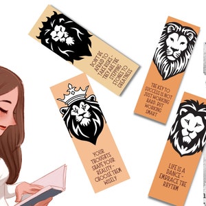 Lion Bookmark Printable Cute Lion Bookmark Digital Animal Bookmark Big ...