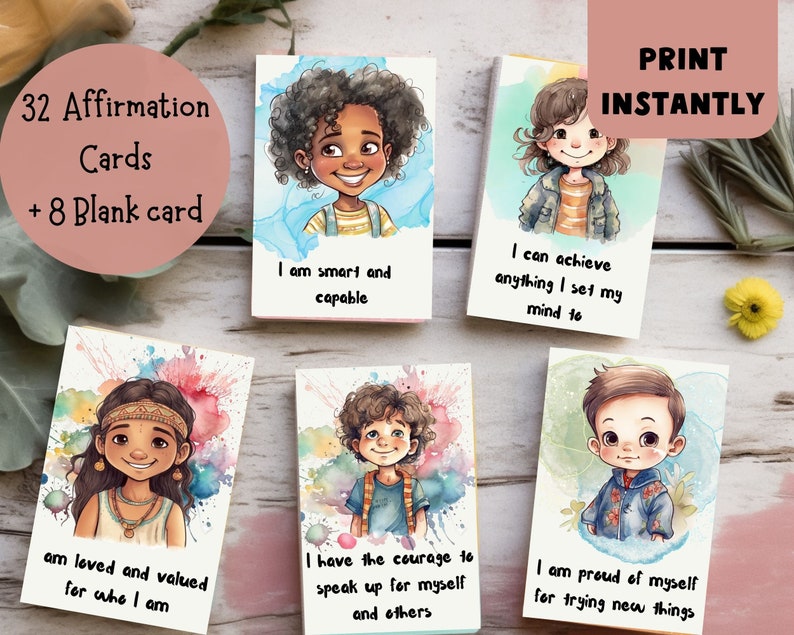 Positive Affirmation Cards for Kids Positive Messages for Kids in ...