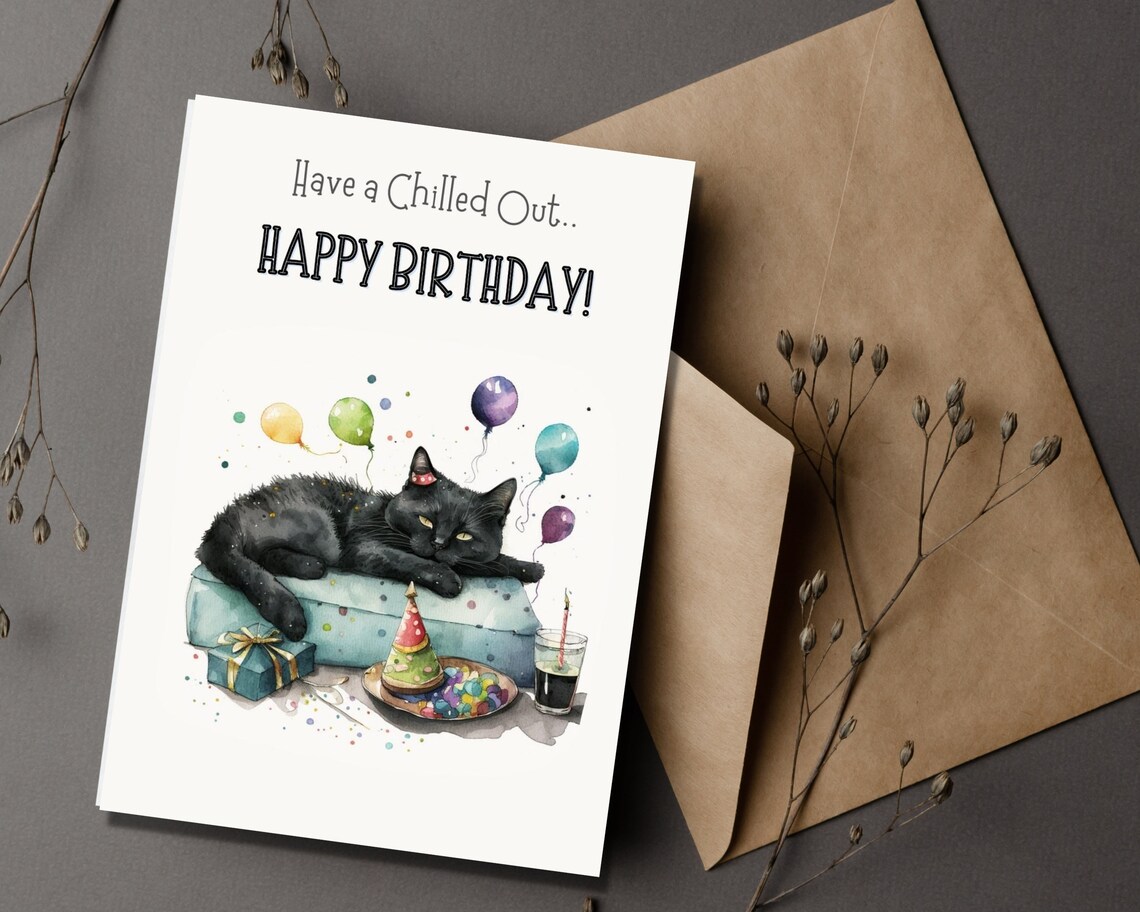 Cat Birthday Cards Birthday Cards for Him Her Cat Lovers - Etsy