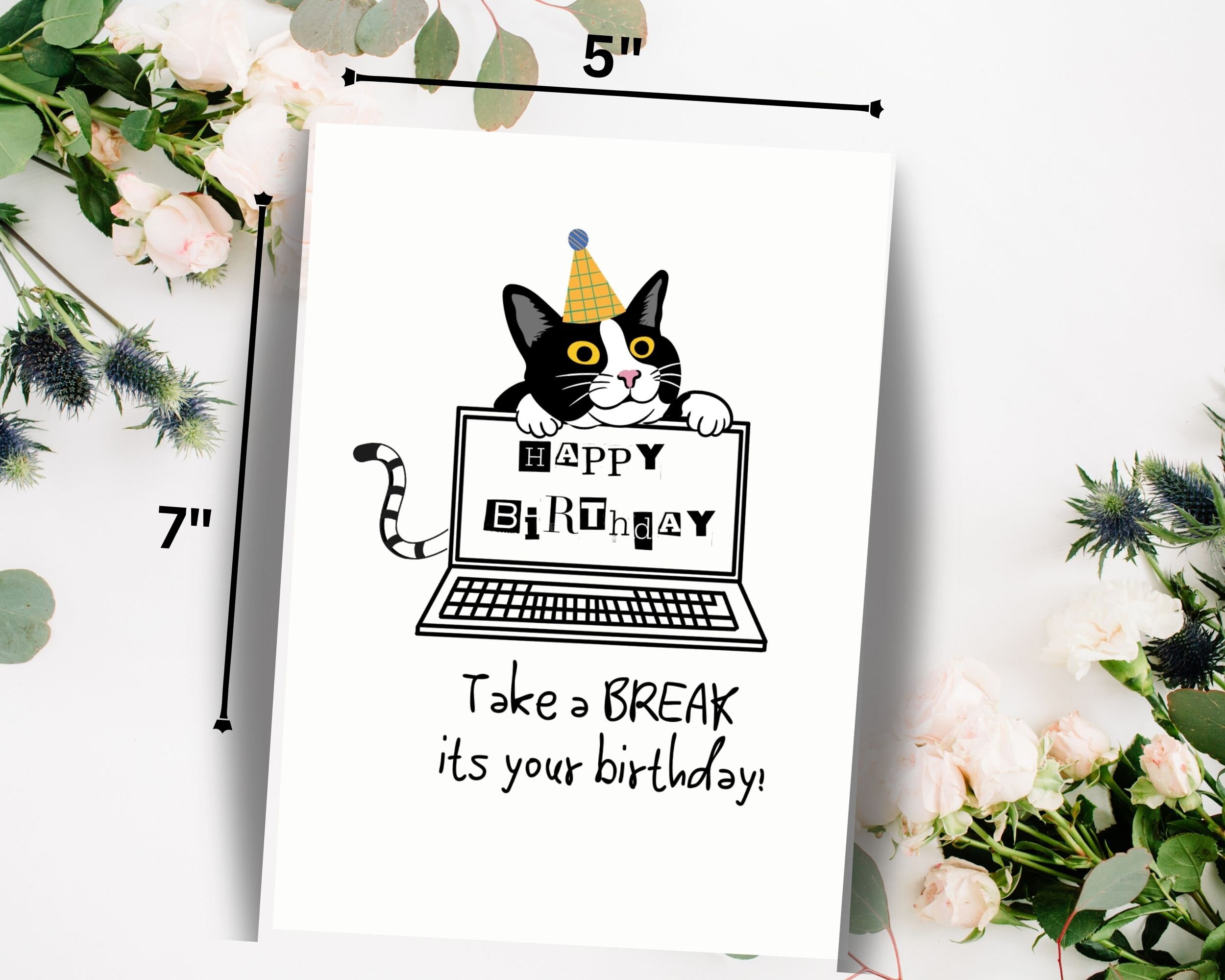 Cat Birthday Cards, Birthday Cards for Him Her, Cat Lovers Birthday ...