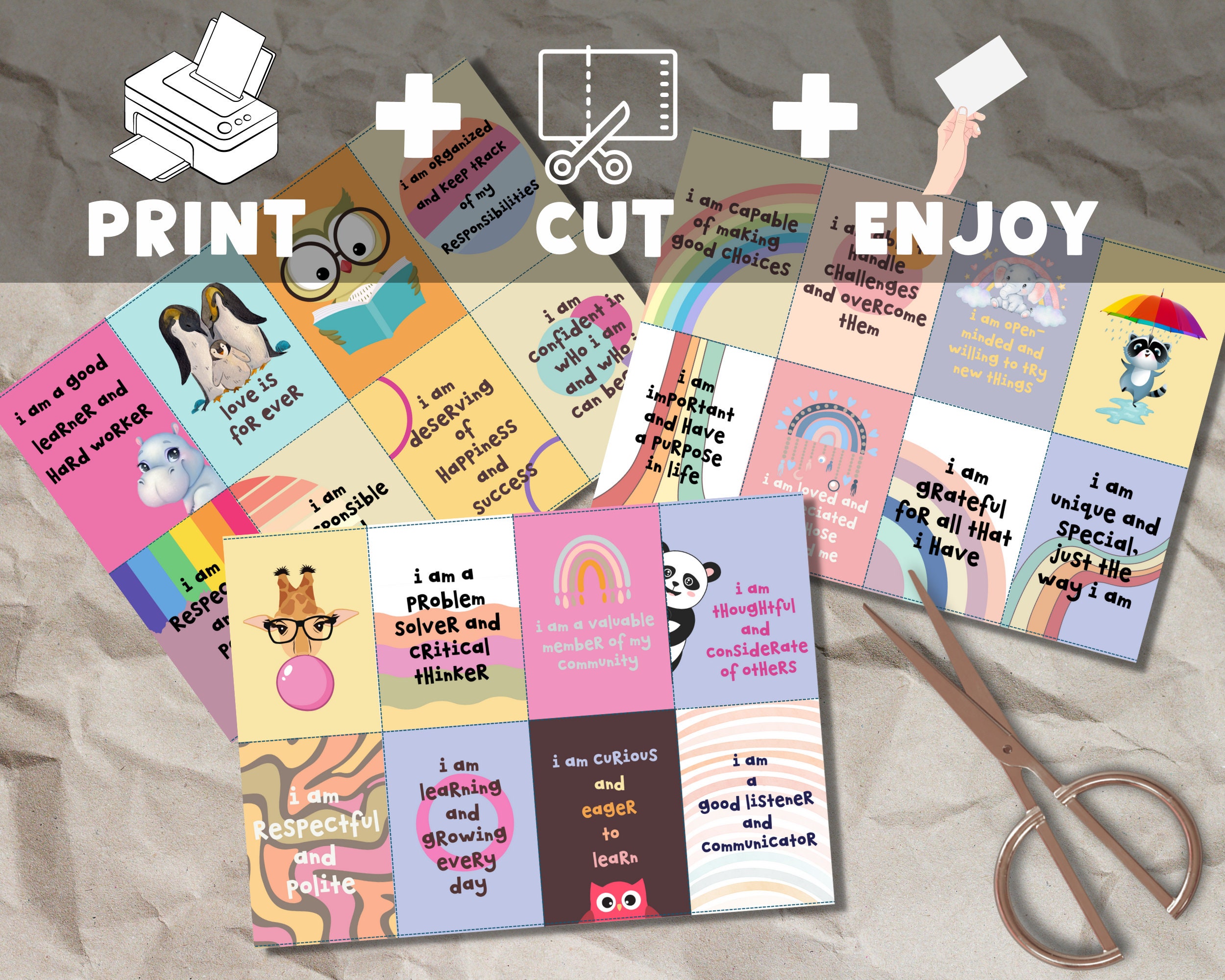 Positive Affirmation Cards for Kids Positive Messages for Kids in ...