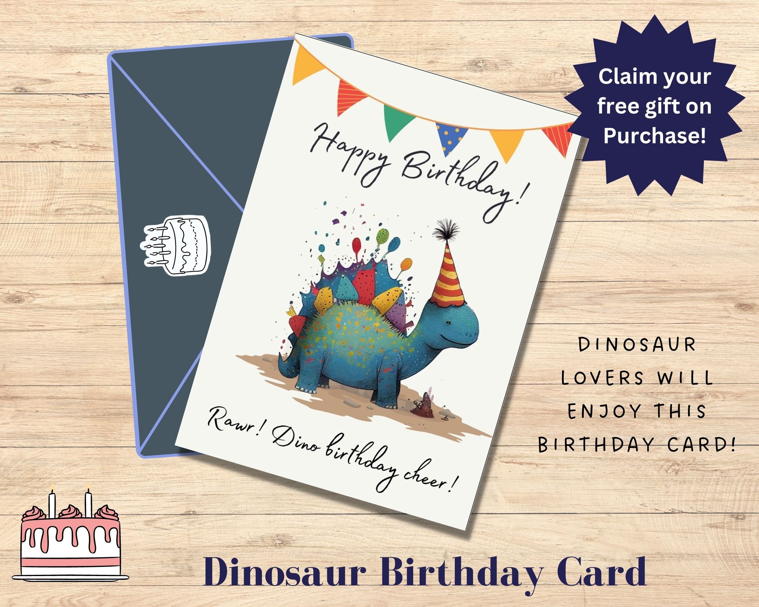 Dinosaur Birthday Card Digital Dinosaur Card Cute Dinosaur Card ...