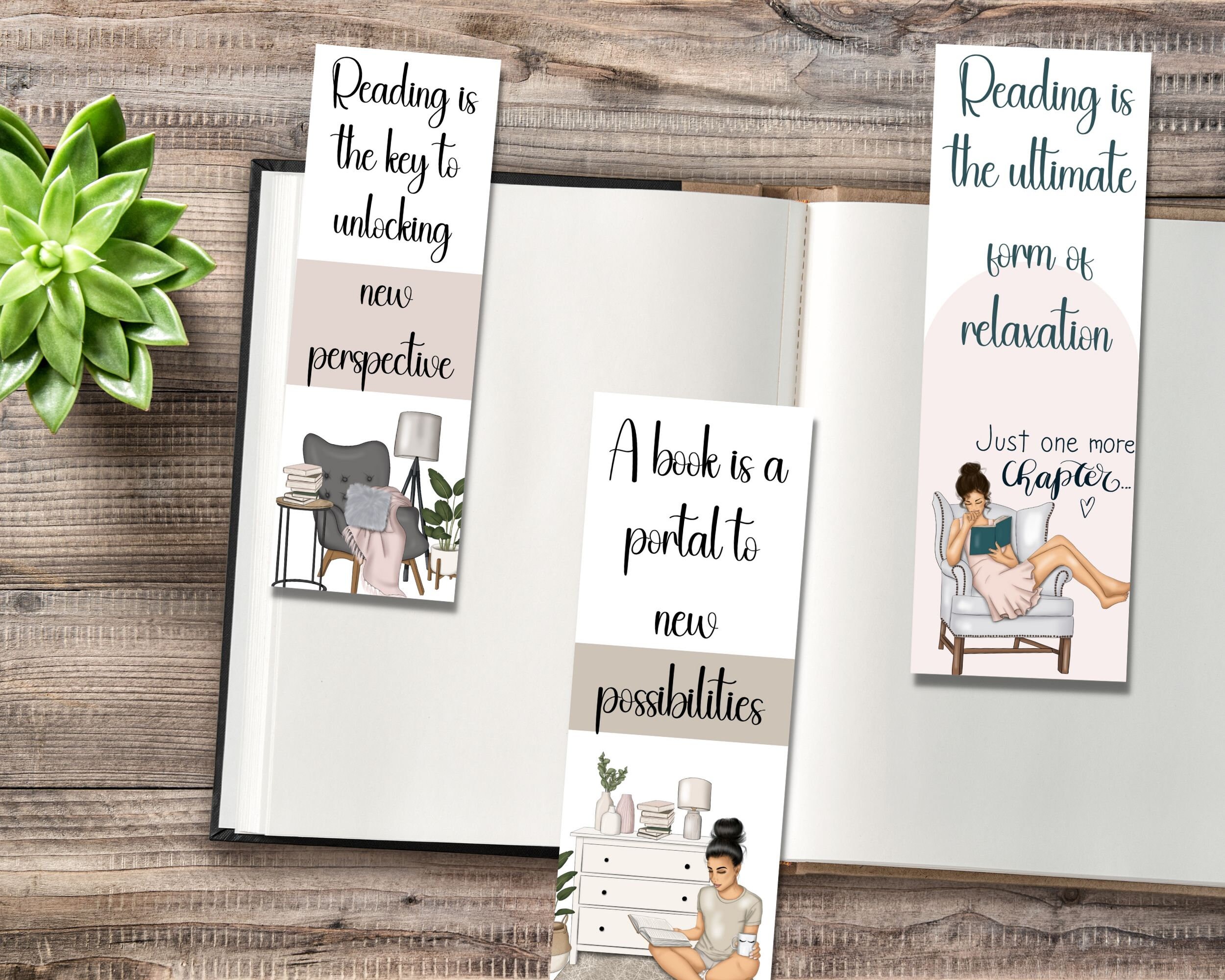 Boss Girl Bookmark Set Modern Girl Bookmark Mixed Race Black Girl ...